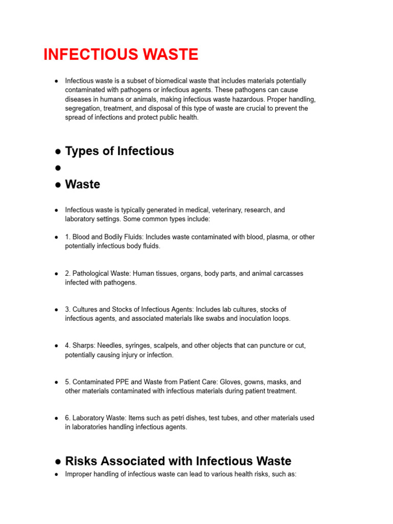 Infectious Waste ... | PDF | Waste | Infection