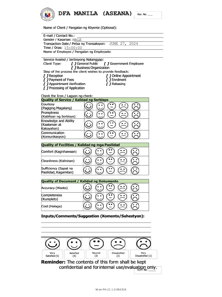 DFA Service Quality Feedback Form | PDF