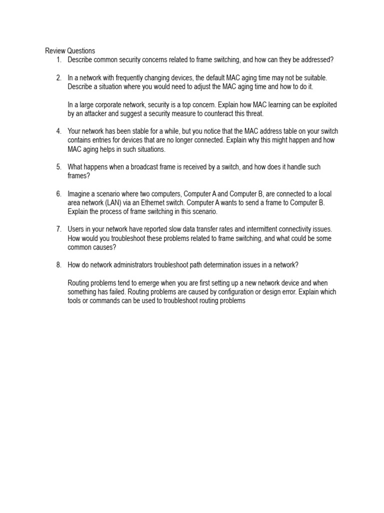 Review Questions - Adv Networking | PDF
