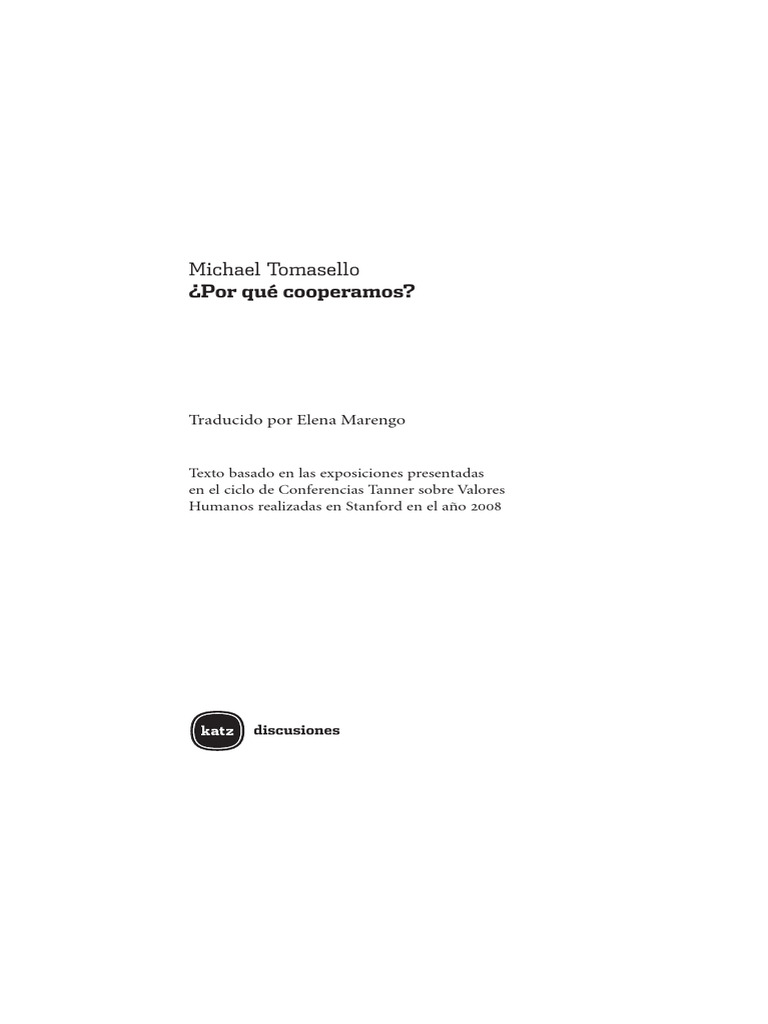 Michael Tomasello Por Que Cooperamos | PDF | Ciencias del comportamiento