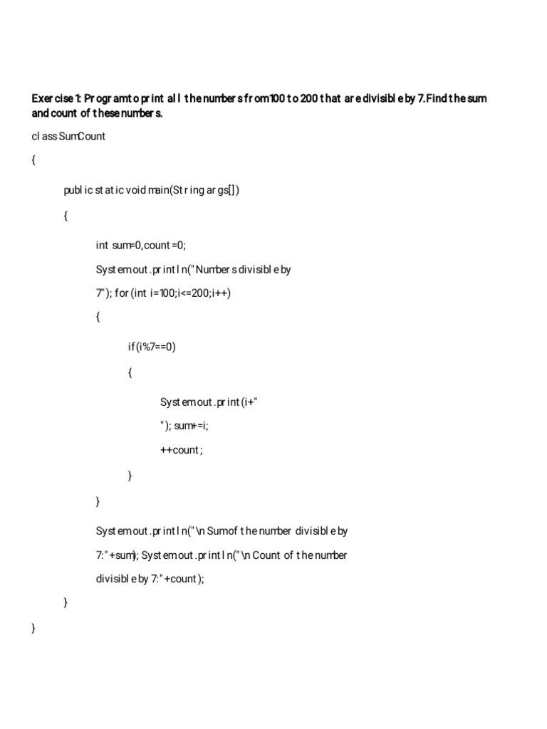 Exericse and Example Programs | PDF
