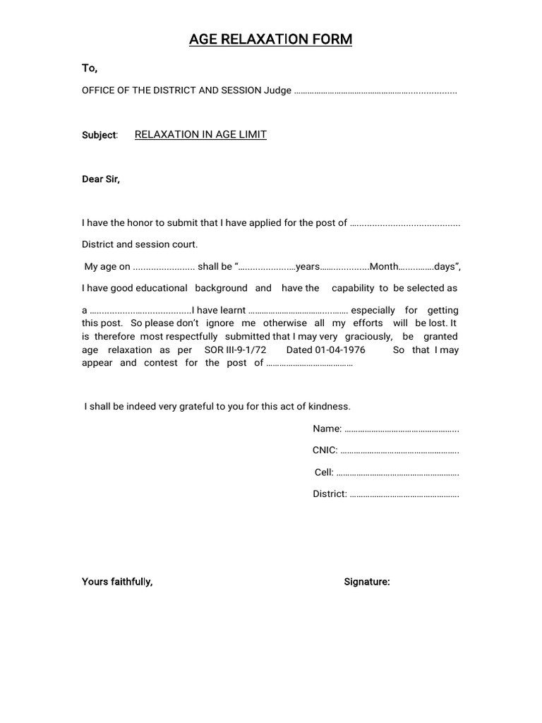 Age Relaxation Form | PDF