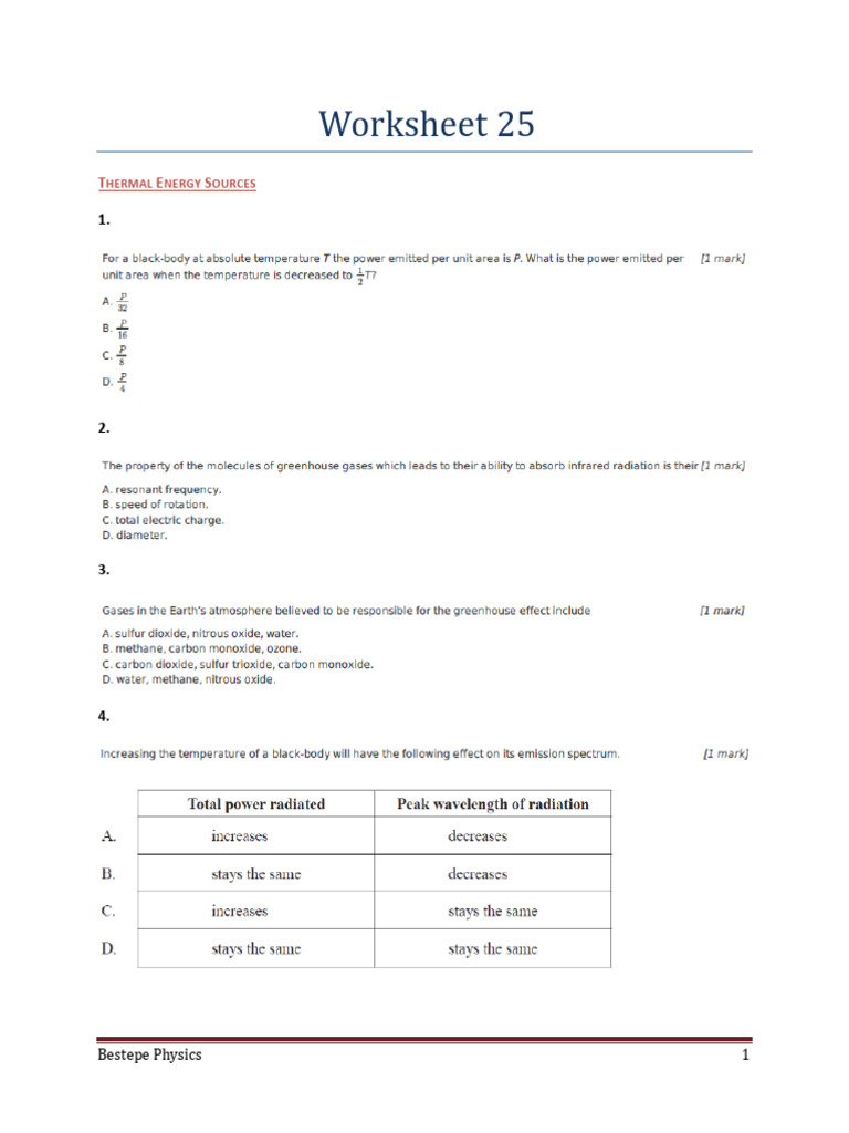 Worksheet For Thermal Energy Transfer | PDF