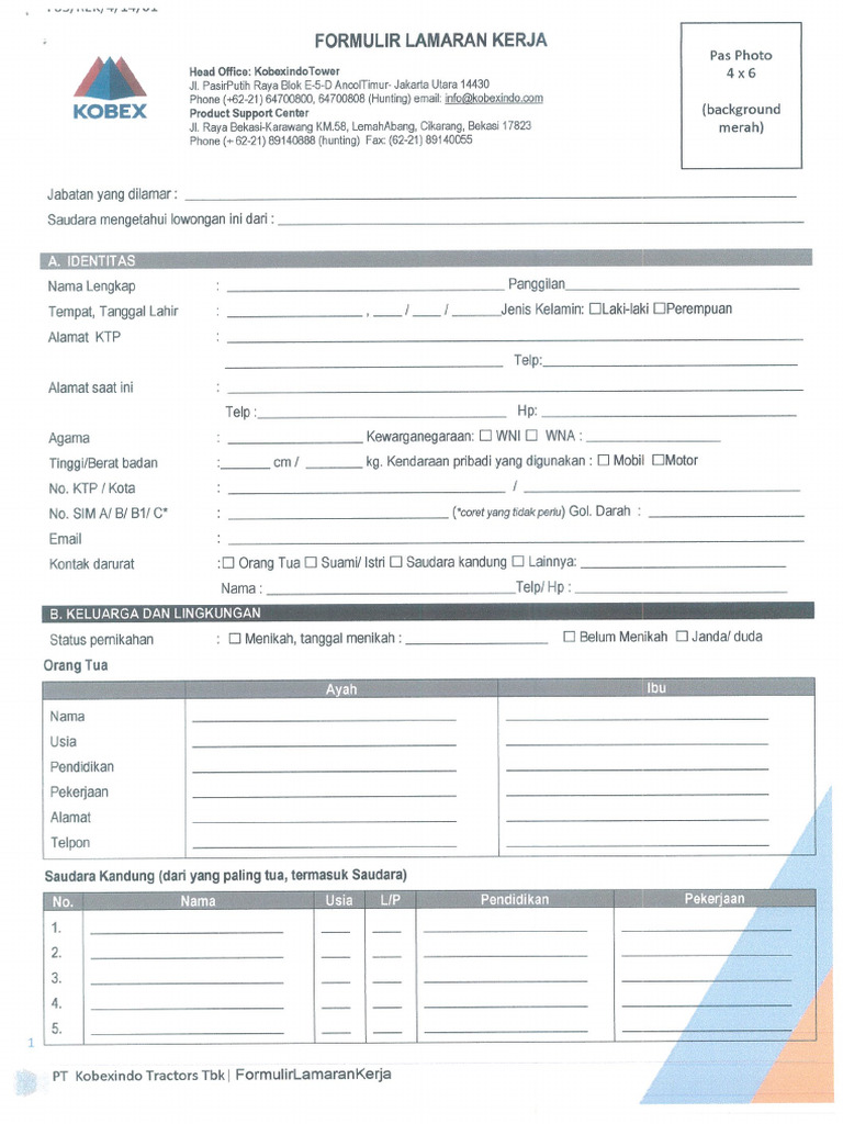 FORM LAMARAN KERJA NEW | PDF