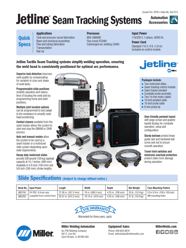 AU120 Jetline Seam Tracking Systems | PDF | Welding | Construction