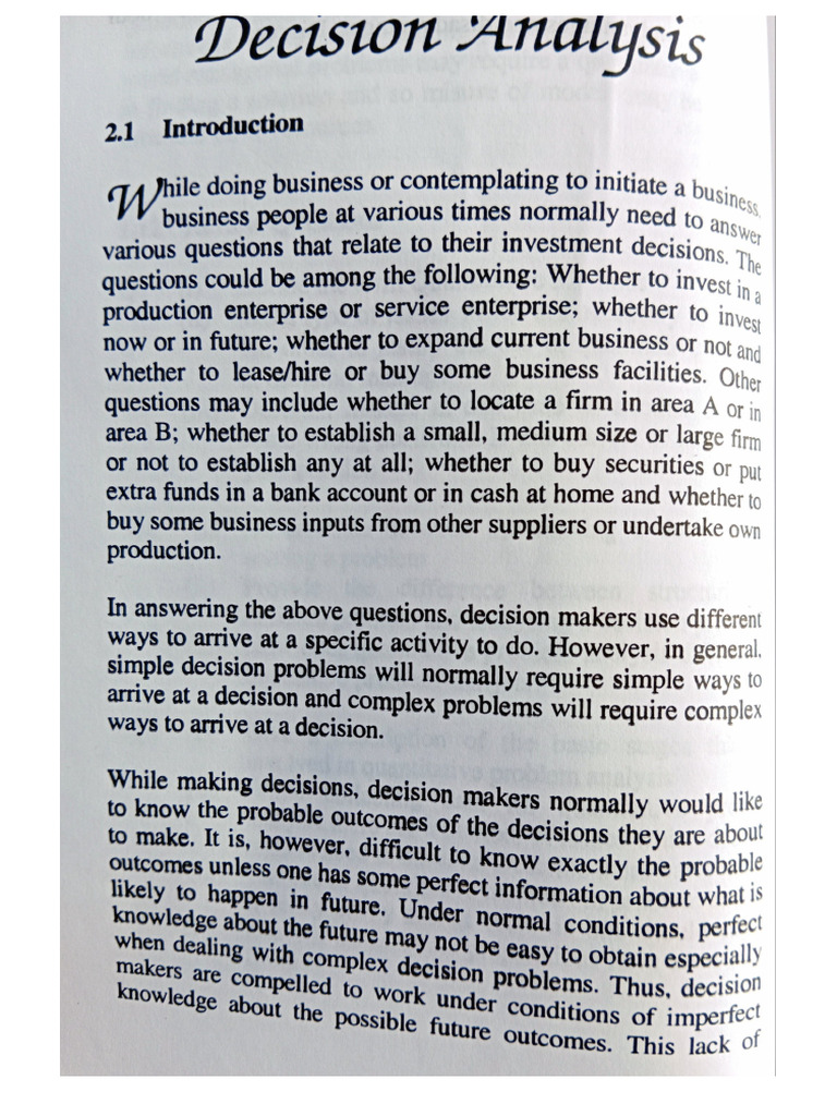 Decision Analysis | PDF