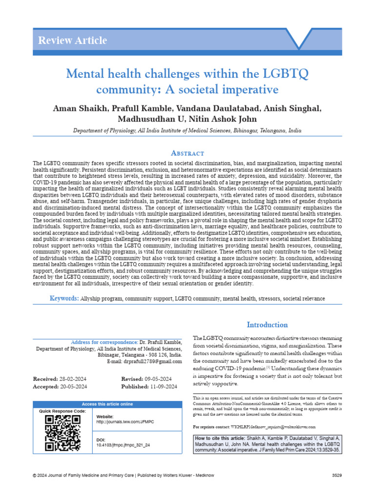 Mental Health Challenges Within The Lgbtq8 241218 212637 | PDF | Mental ...