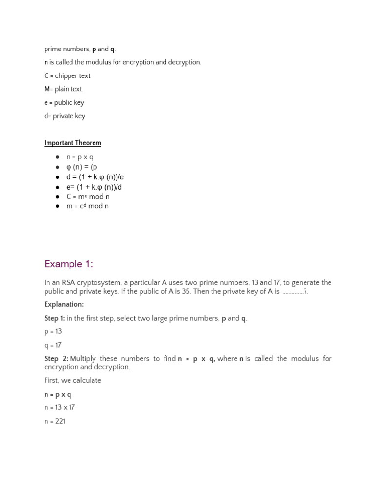 Lecture 5rsa Pdf Public Key Cryptography Key Cryptography 