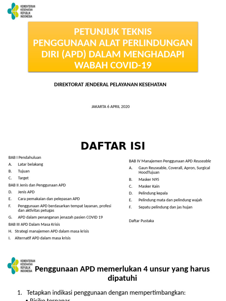 Panduan APD Untuk Covid-19 | PDF