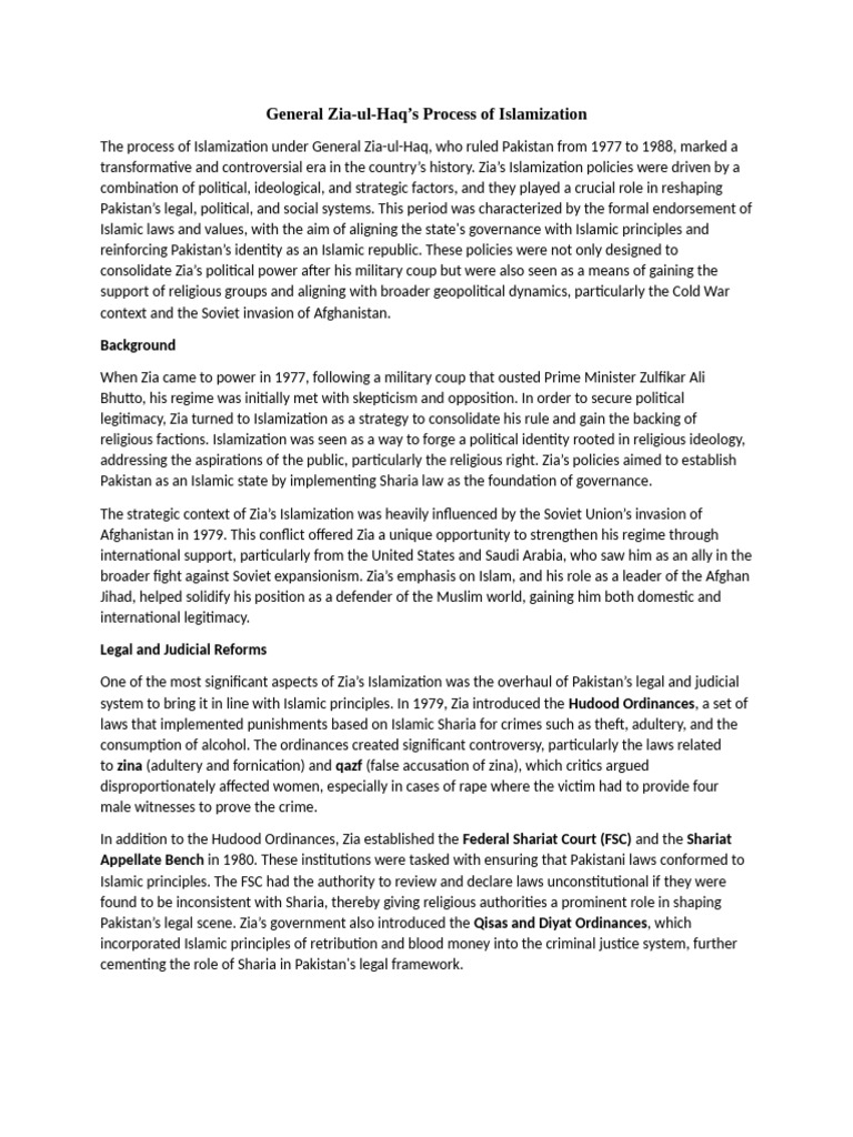 Zia-ul-Haq's Islamization Impact | PDF | Muhammad Zia Ul Haq | Sharia