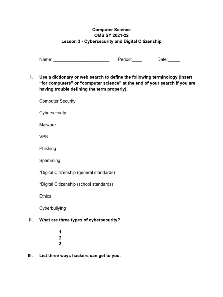 (Template) Cybersecurity and Digtial Citizenship | PDF