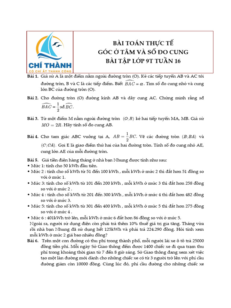 Bai Tap Lop 9T Tuan 16 2024 N (1) | PDF