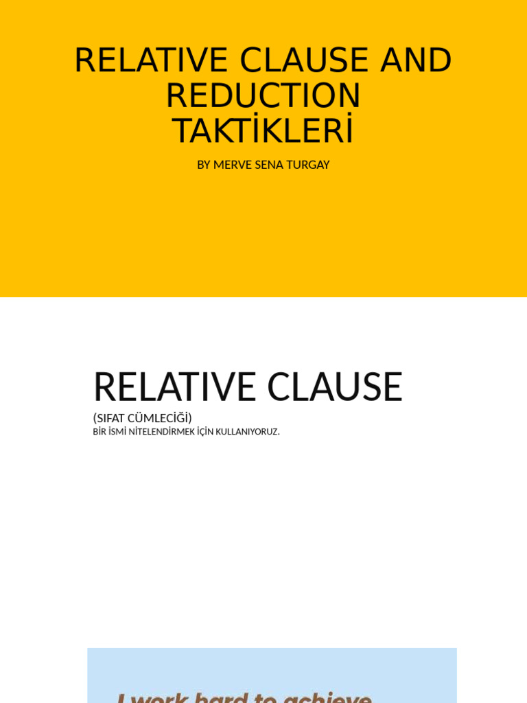 Relative Clause and Reduction Takti̇kleri̇ | PDF