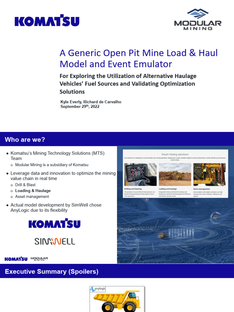 Komatsu Modular Mining Presentation | PDF | Truck | Simulation