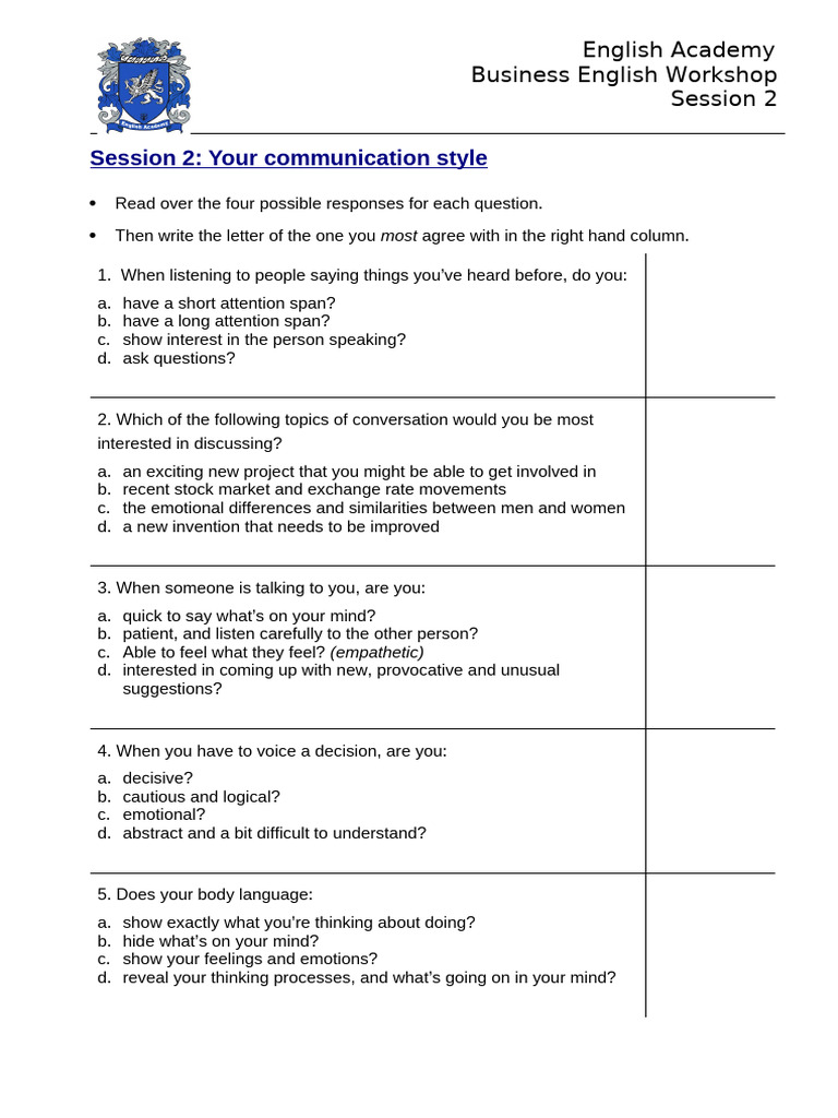 3 Your communication style | PDF | Communication | Thought