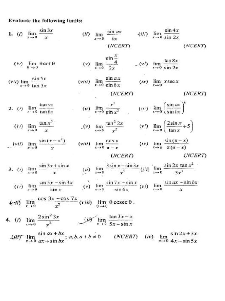 LIMITS Worksheet | PDF