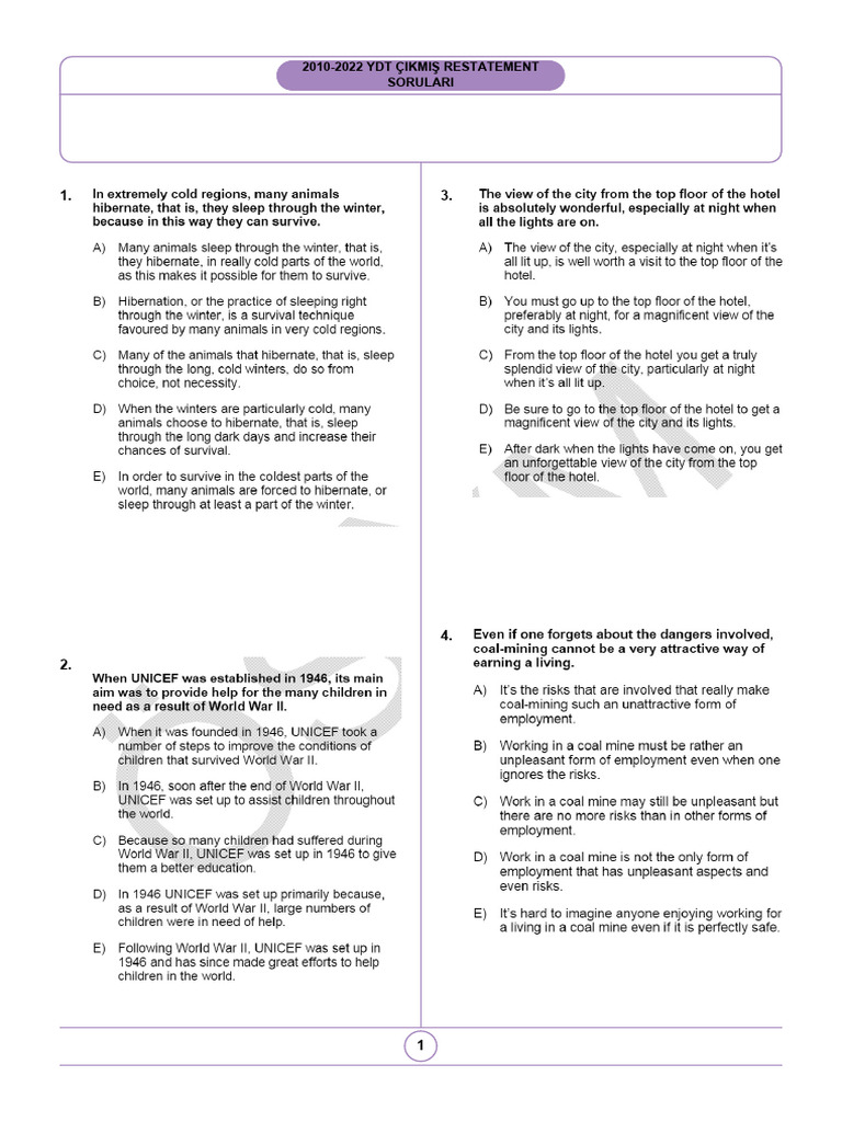744250573 2010 2022 Ydt Cikmiş Restatement Sorulari (1) | PDF