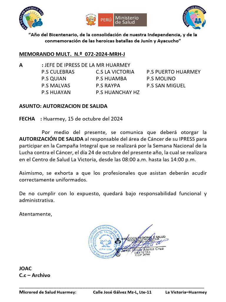 MEMORANDO MULTIPLE- 072 | PDF