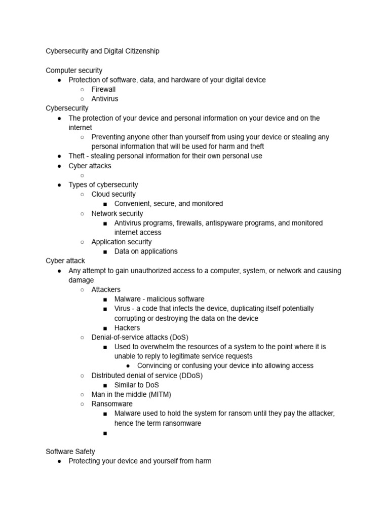 Cybersecurity & Digital Citizenship Guide | PDF | Security | Computer ...