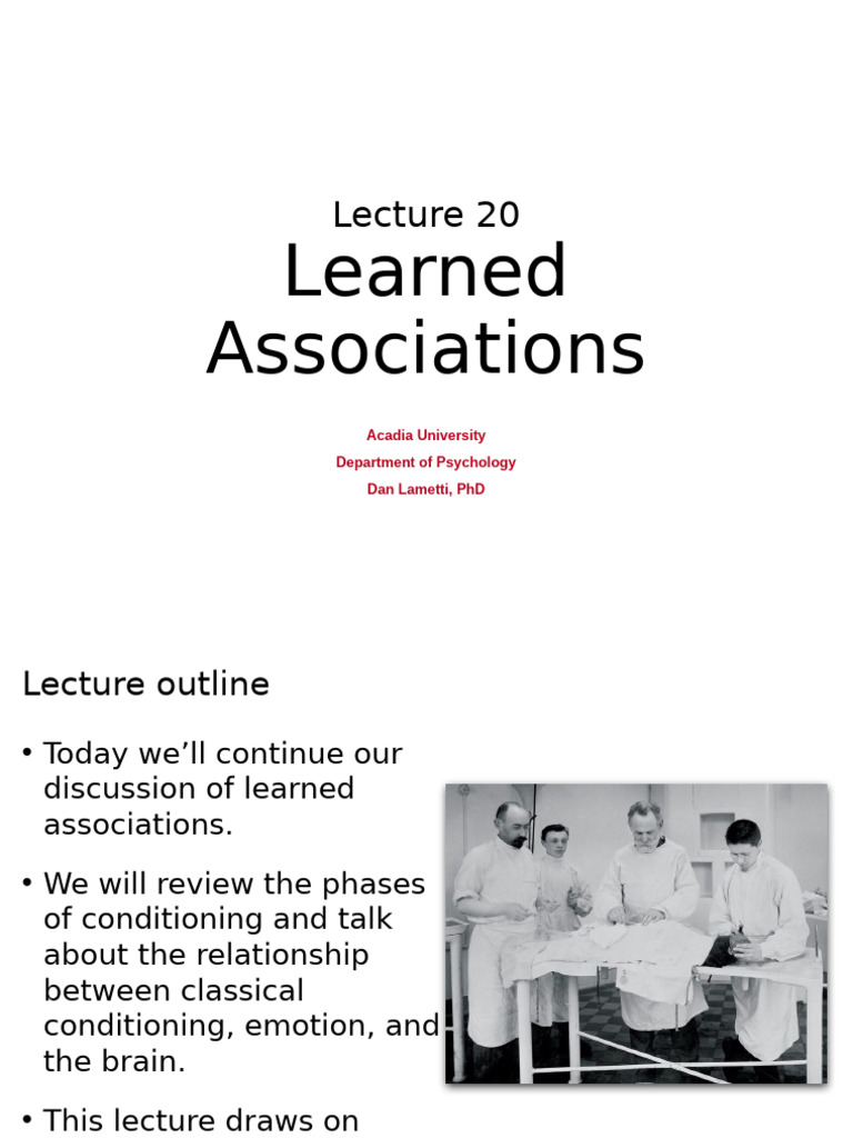 IntroPsych Lecture20 Learning 2 | PDF | Classical Conditioning | Fear