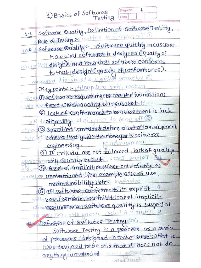 Software Testing NOTES - Unit 1 | PDF Software Testing NOTES - Unit 1 | PDF