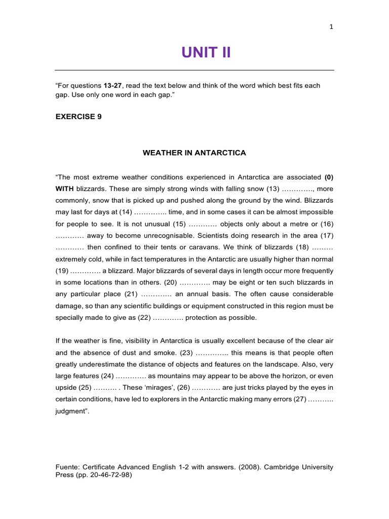 UNIT 2. ENGLISH | PDF | Blizzards | Weather