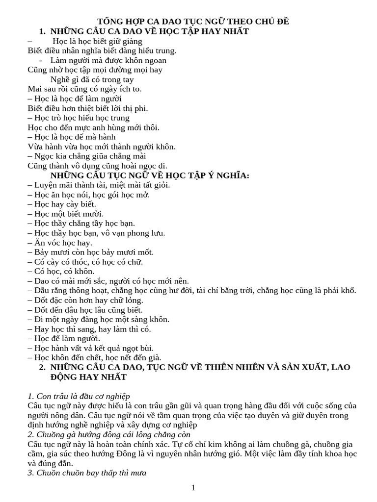 Tong Hop CA Dao Tuc Ngu Theo Chu de | PDF