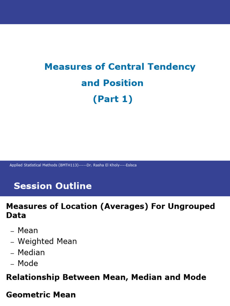 5-Measures of Central Tendency_1 - Fall 23 | PDF | Arithmetic Mean | Mean