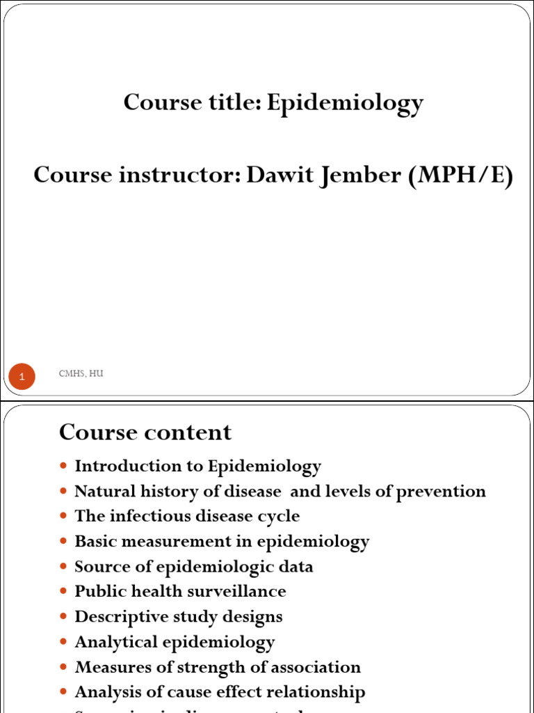 Introduction to Epidemiology Course | PDF | Infection | Incidence ...