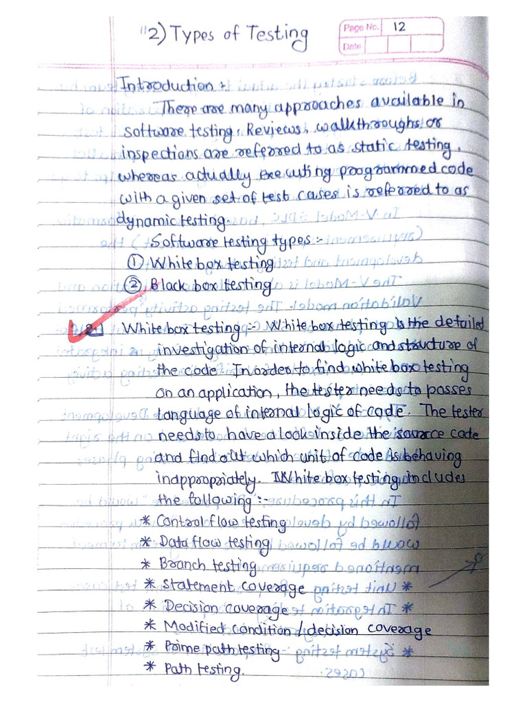 Software Testing NOTES - Unit 2 | PDF