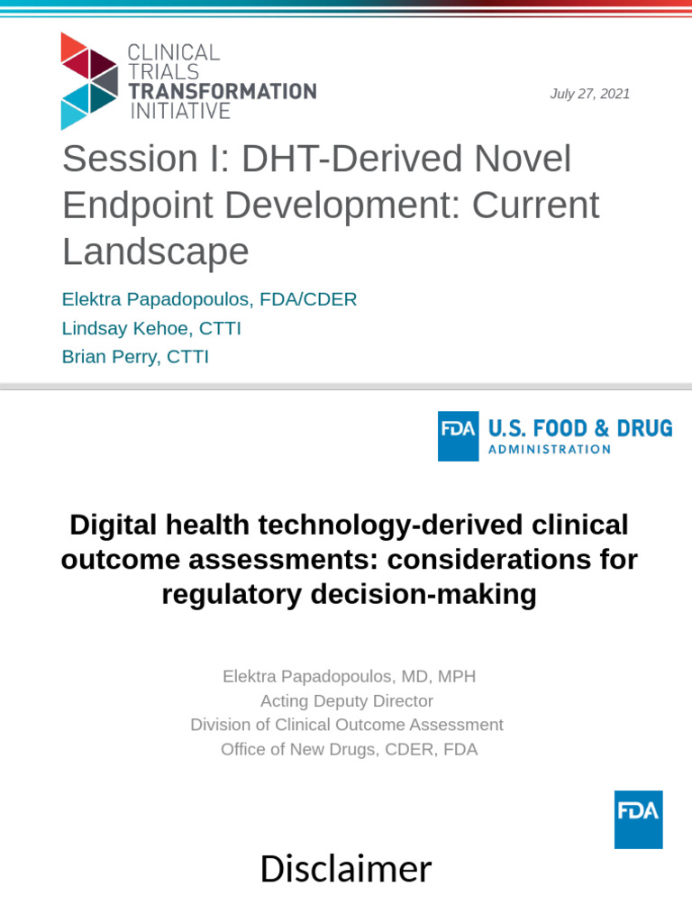 CTTI Novel Endpoints Expert Meeting Session I | PDF | Clinical Trial ...
