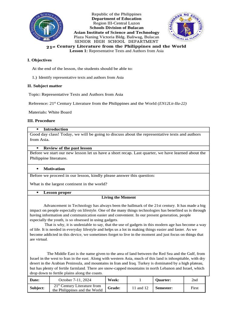 En12lit 2ND Quarter Week 1 | PDF | Quran | Plot (Narrative)