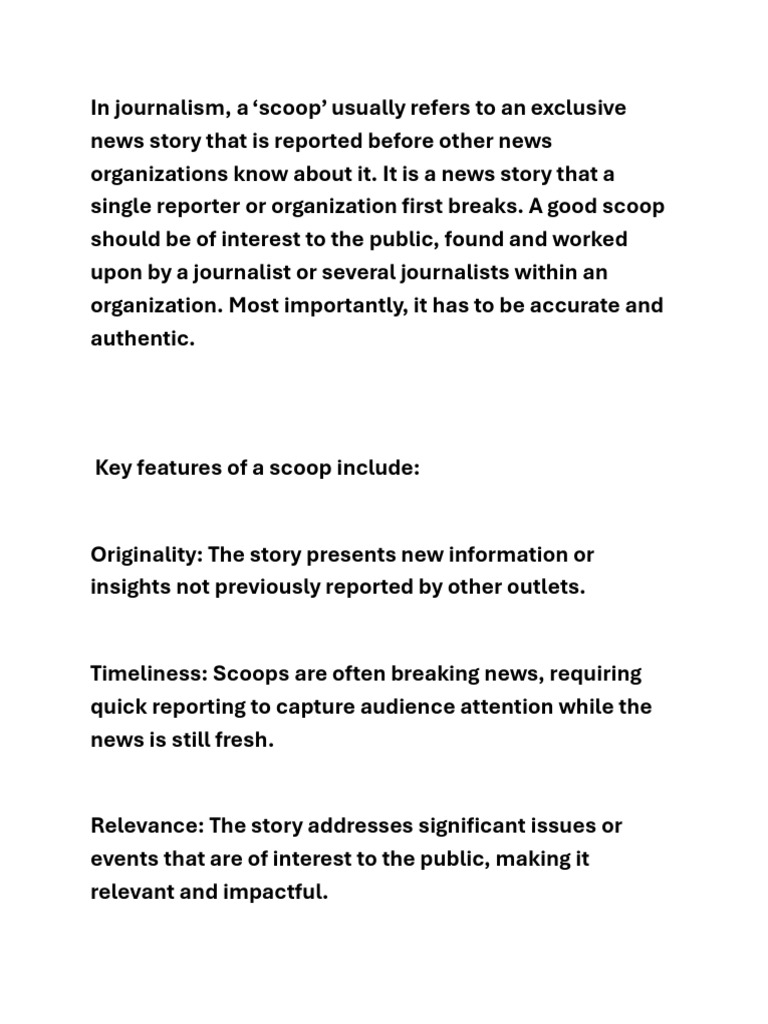 Key Features of a News Scoop | PDF