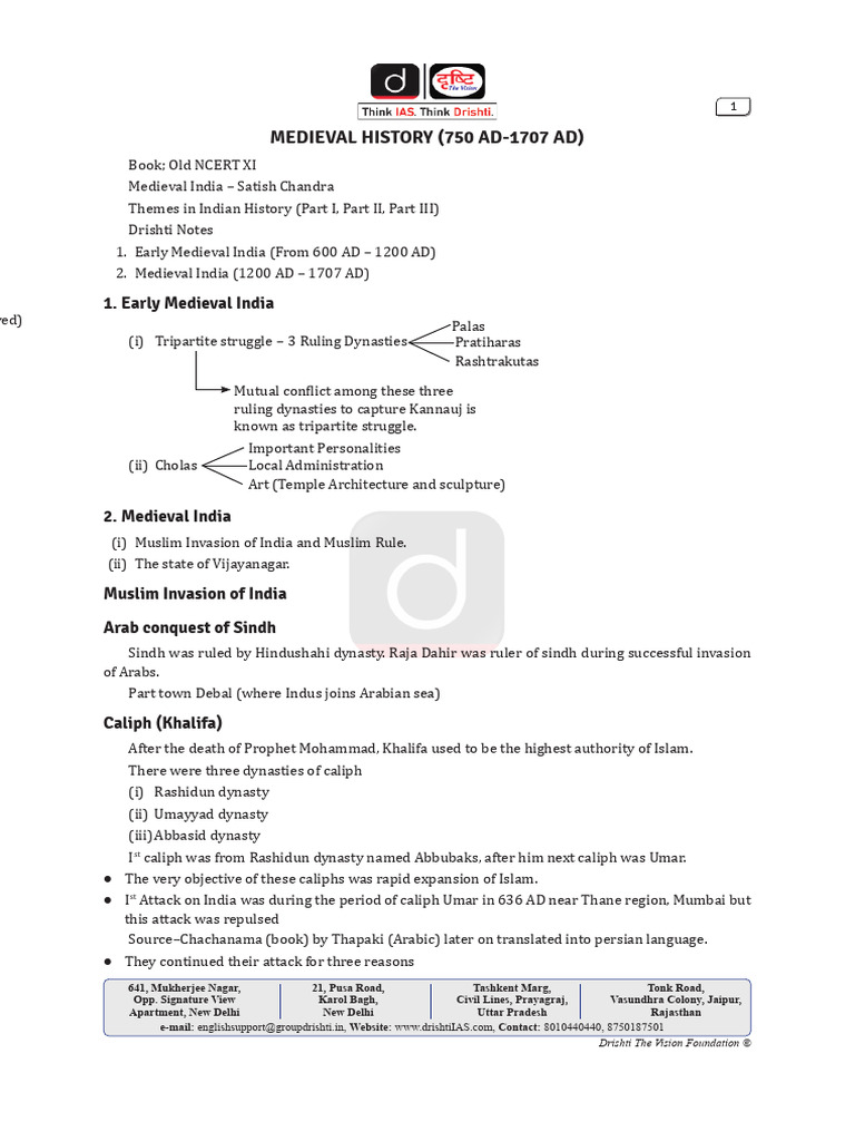 Medieval History (Handout) | PDF