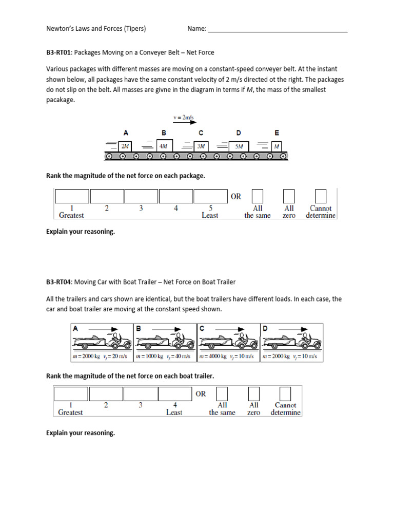 Newton's Laws: Net Force Analysis | PDF