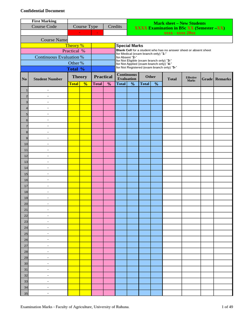 Common Marks Format For All Degree Programes and Any Semester-2024 Beta ...
