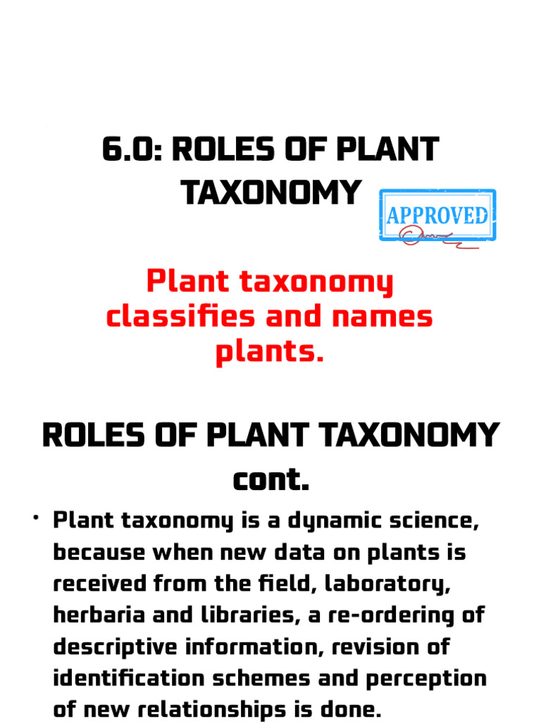 6 The Roles of Plant Taxonomy | PDF | Taxonomy (Biology) | Grammatical ...
