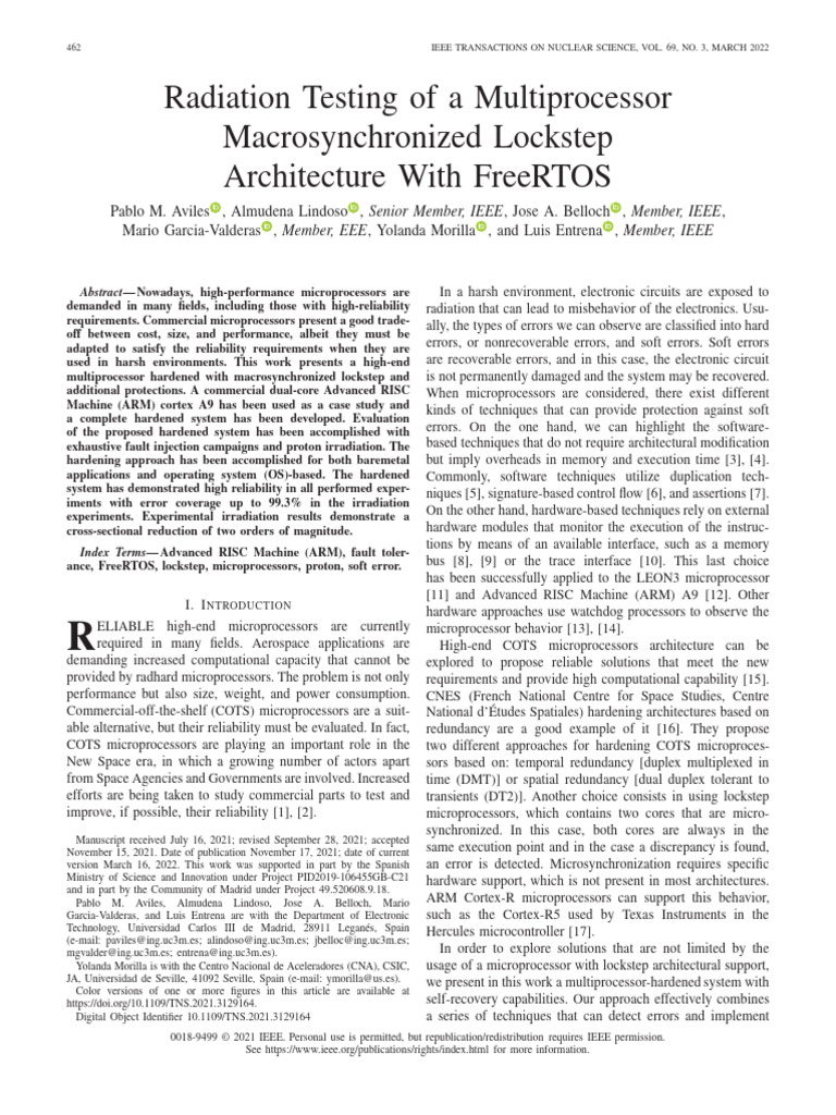 [2] Radiation Testing Of A Multiprocessor Macrosynchronized Lockstep Architecture With Freertos