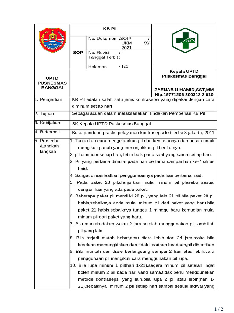 SOP KB Pil | PDF