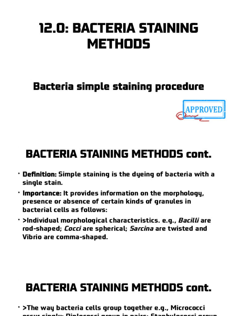 12 Bacteria Staining Methods | PDF | Staining | Gram Negative Bacteria