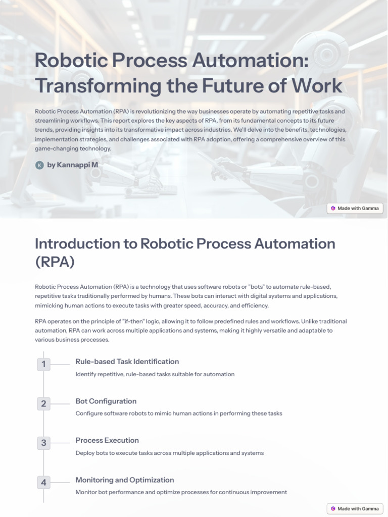 Robotic Process Automation Transforming The Future of Work | PDF ...