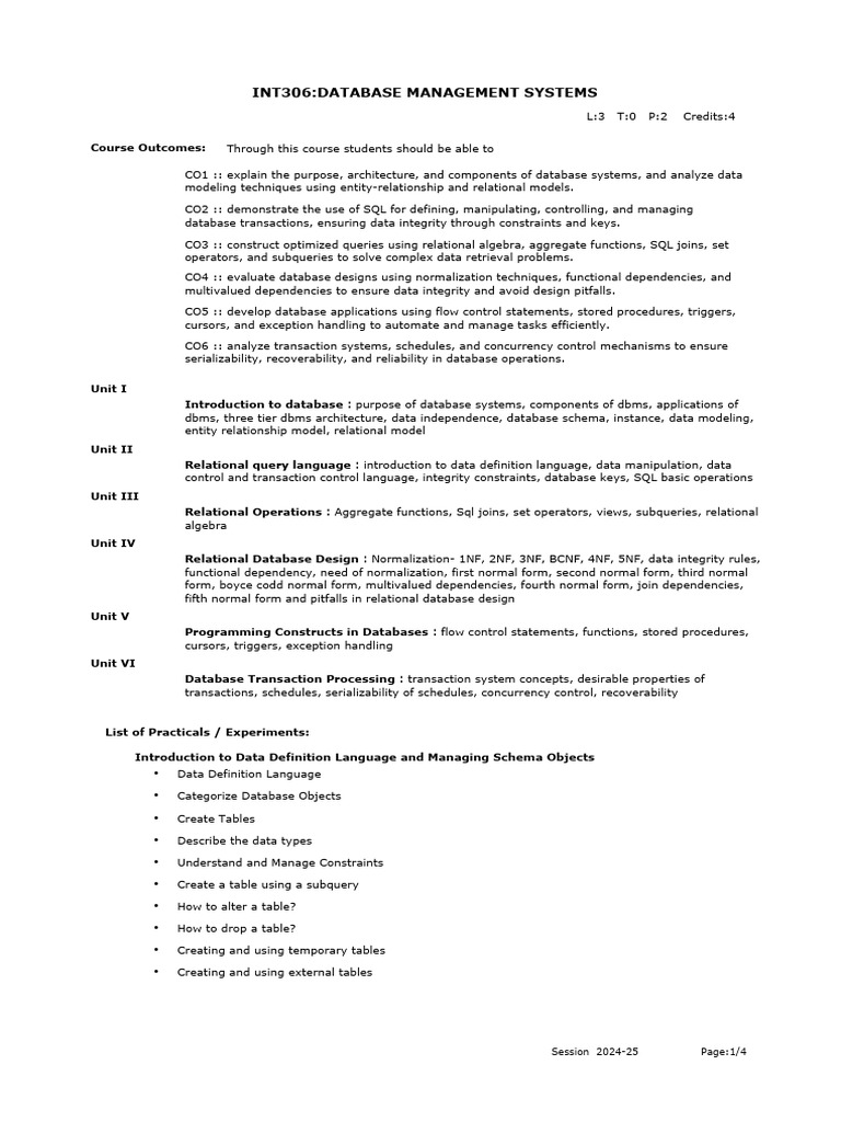 Database Systems Course Overview | PDF | Pl/Sql | Relational Database
