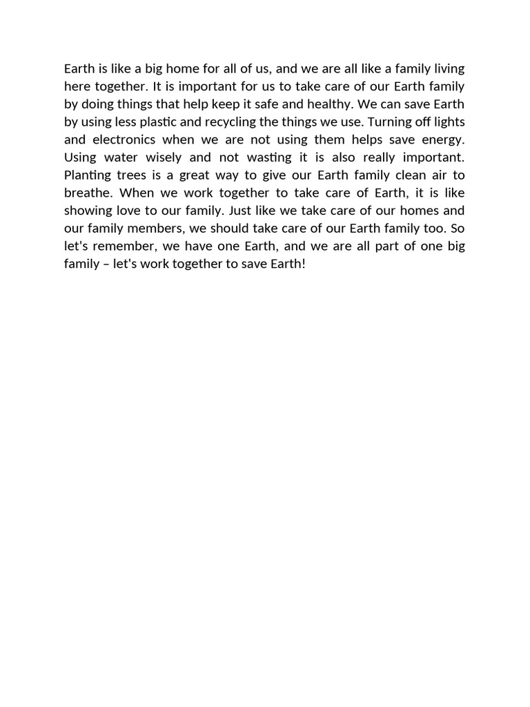 OneEarth One Family-Save Earth | PDF