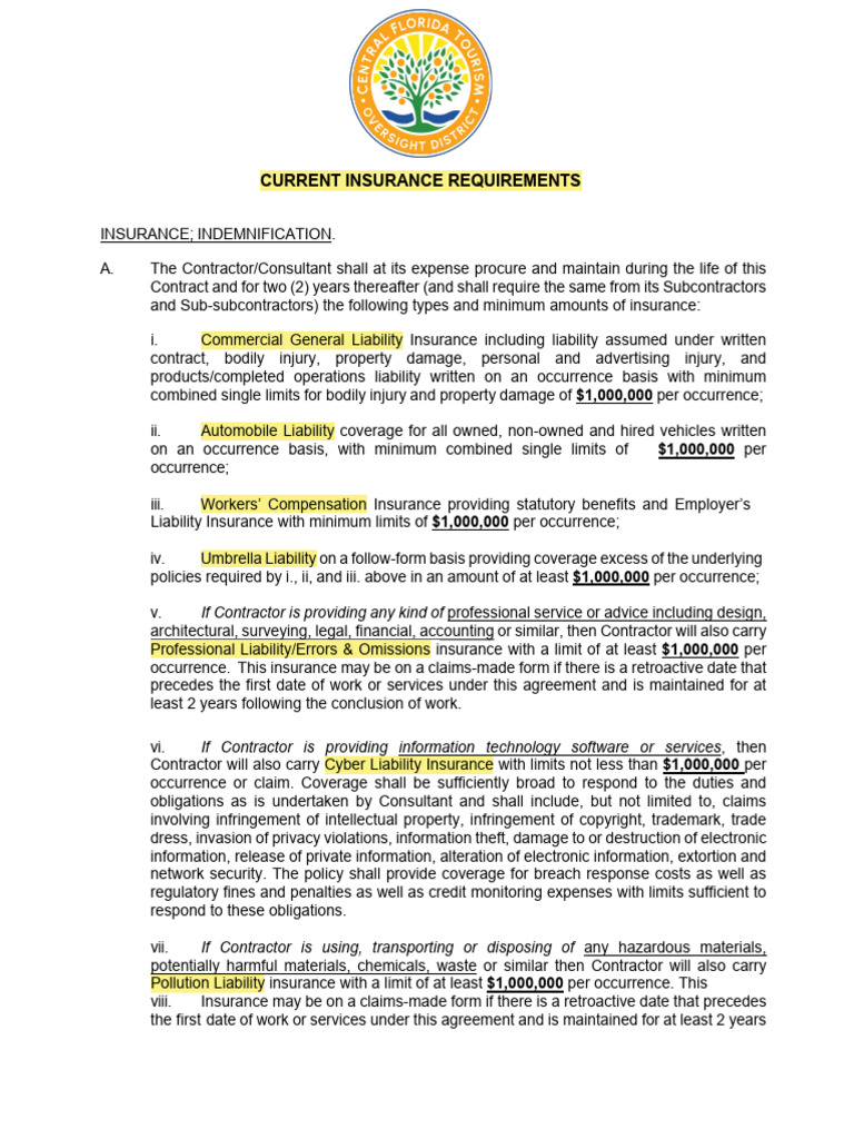 2024 CFTOD Insurance Requirements | PDF | Liability Insurance | Insurance