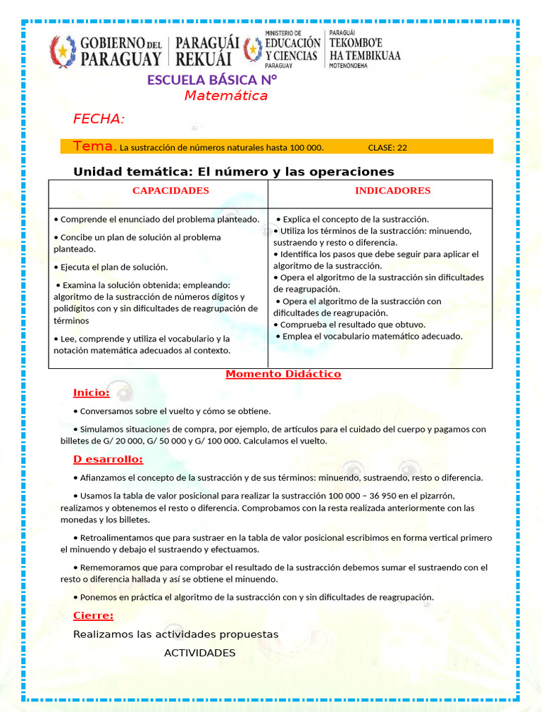 3° Grado Matemática Semana2 Abril | PDF | Sustracción | Matemáticas