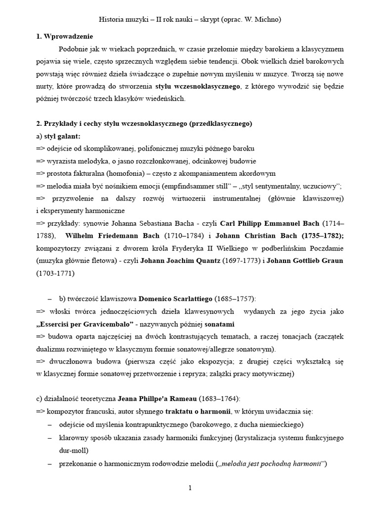 Historia - Skrypt (Klasycyzm) - Czesc IV Polski Klasycyzm | PDF
