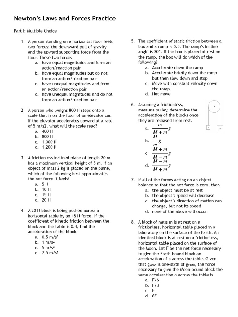 Newtons Laws and Forces Review | PDF | Force | Friction