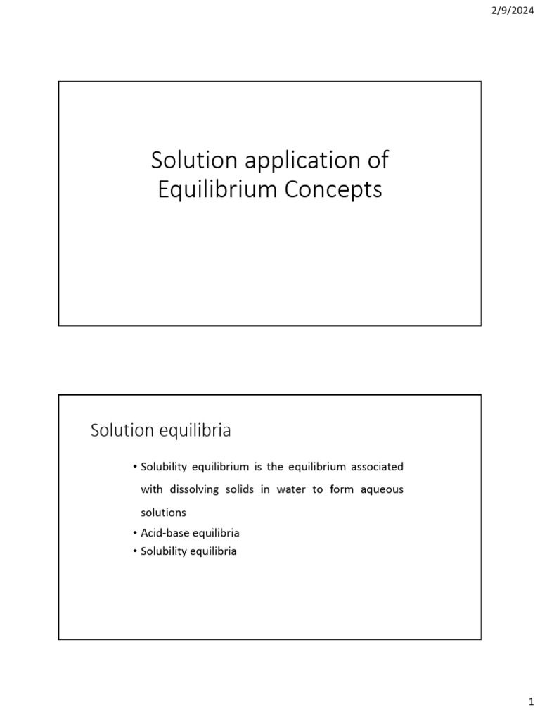 Chemical Equilibrium Application | PDF | Chemical Equilibrium | Solubility