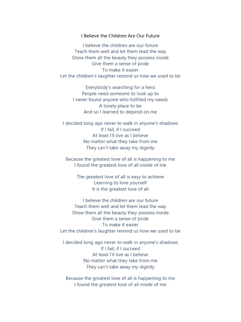 I Believe The Children Are Our Future | PDF