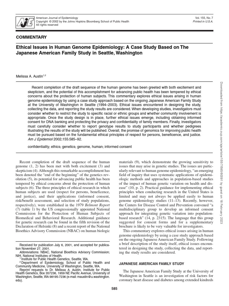 Ethical Issues in Genome Epidemiology | PDF | Informed Consent | Race ...